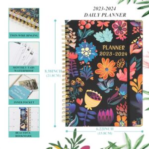 Planner 2023-2024 - July 2023 - June 2024,Weekly & Monthly Planner with Tabs,8.5" x 6",Hardcover with Back Pocket + Thick Paper + Twin-Wire Binding+Bookmark - Floral