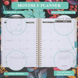 Planner 2023-2024 - July 2023 - June 2024,Weekly & Monthly Planner with Tabs,8.5" x 6",Hardcover with Back Pocket + Thick Paper + Twin-Wire Binding+Bookmark - Floral