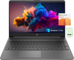 hp laptop, 15.6 inch hd screen, intel pentium silver n5030, 16gb ram, 1tb ssd, office 365, windows 11 pro, long battery life, type-c, rj-45, hdmi, numeric keypad, black, pcm