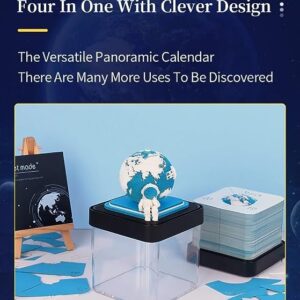 3D Calendar Planner 2024 - Desktop Calendar With LED Lights, DIY Paper Engraving Art Crafts Desktop, 3D Notepad Art Notes, Decorative Home Sculpture For Home Office (Blue)