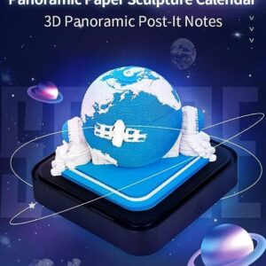 3D Calendar Planner 2024 - Desktop Calendar With LED Lights, DIY Paper Engraving Art Crafts Desktop, 3D Notepad Art Notes, Decorative Home Sculpture For Home Office (Blue)