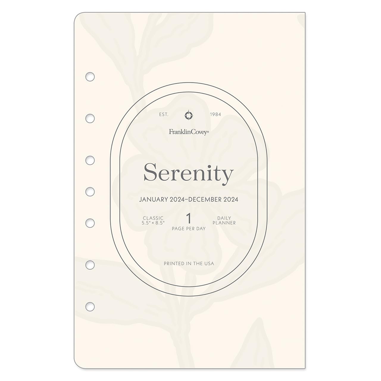 FranklinCovey - Serenity One Page Per Day Ring-Bound Planner (Classic, Jan 2024 - Dec 2024)