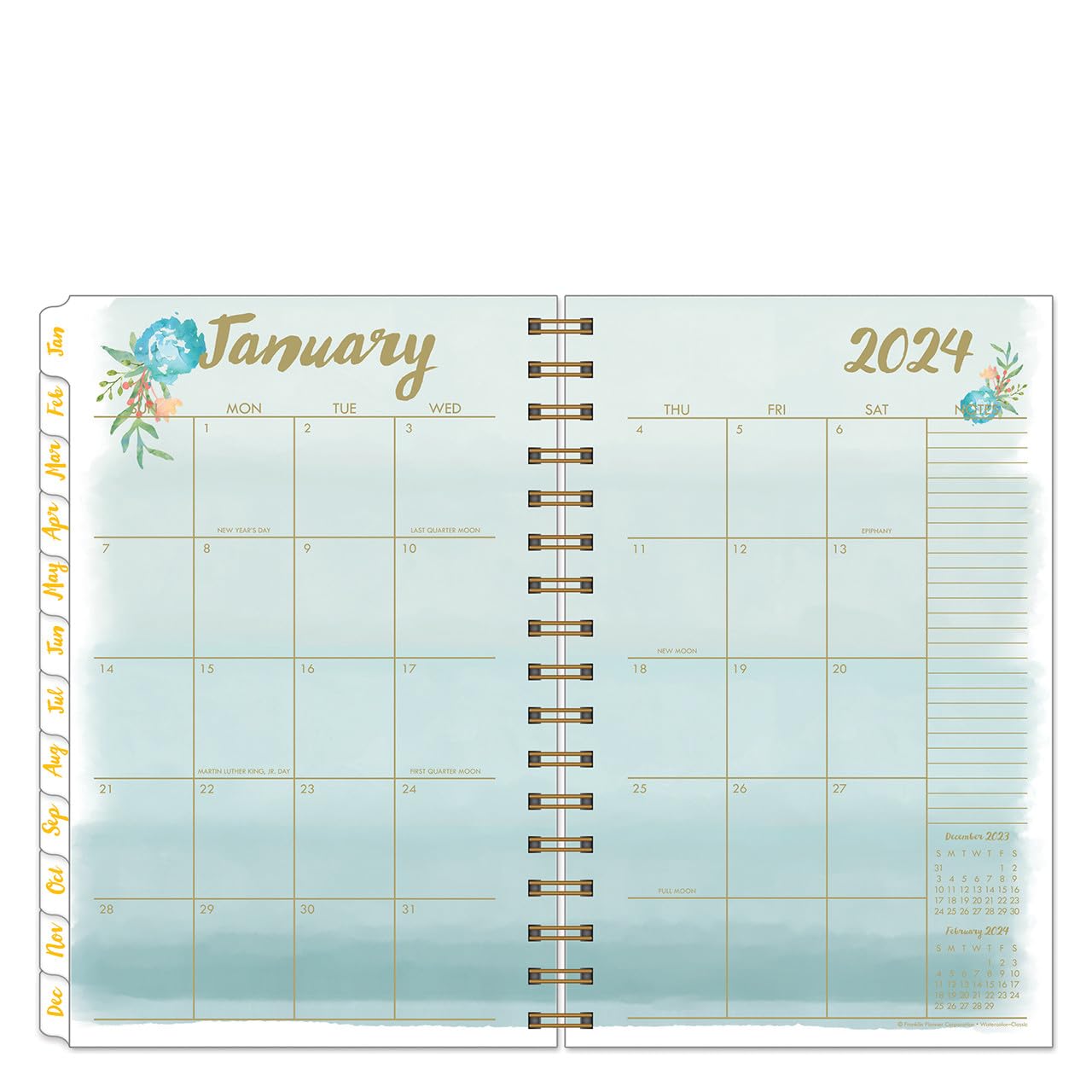 FranklinCovey - Watercolor Weekly Wire-Bound Planner (Classic, Jan 2024 - Dec 2024)