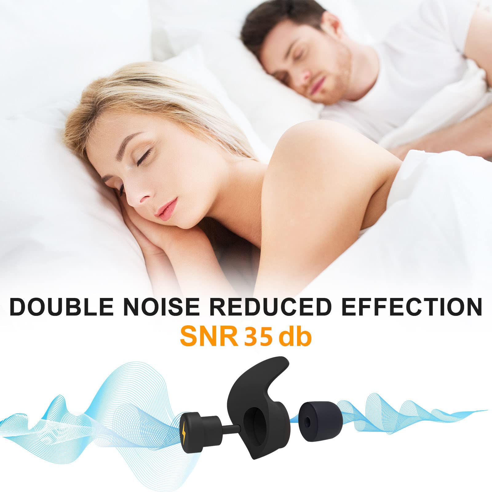 Ear Plugs for Sleeping Noise Cancelling,6 Pairs Comfortable Silicone Sound Blocking Earplugs, Reusable Washable Earplugs for Sleeping, Work, Study, Snoring,Concerts and Hearing Protection