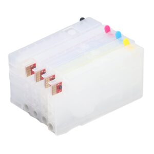 Fafeicy 4 Color Ink Cartridge, Ink Cartridge,4 Colors Refillable Ink Box Replacement Printer Accessories with Permanent for Priting, Rods (HP 711 BK/C/M/Y)