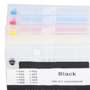 Fafeicy 4 Color Ink Cartridge, Ink Cartridge,4 Colors Refillable Ink Box Replacement Printer Accessories with Permanent for Priting, Rods (HP 711 BK/C/M/Y)