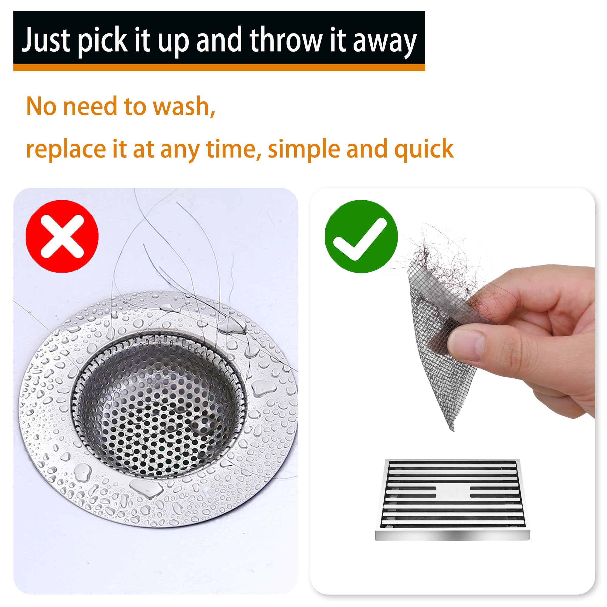 Disposable Shower Drain Hair Catcher - Cutable Shower Drain Hair Catcher, DIY Shower Drain Cover Hair Catcher for Any Length, Suitable for Bathroom, Bathtub, Kitchen (1 Pack)