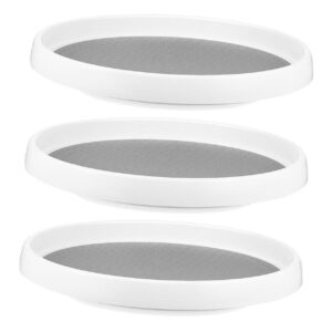 bestoyard 3pcs rotating tray rotating sundries organizer kitchen turntable organizer rotating cosmetic tray rack round tray multi-function spice tray plastic storage white spinner to rotate