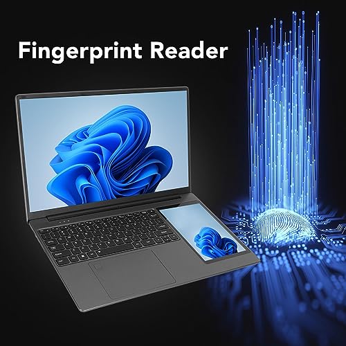 FOLOSAFENAR Double Screen Laptop, 15.6 Inch IPS 7000mAh Battery Fingerprint Reader 7in Touchscreen 5G WiFi Business Laptop for Family (16+512G US Plug)