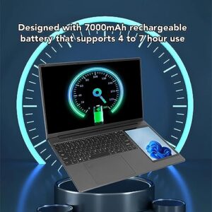 FOLOSAFENAR Double Screen Laptop, 15.6 Inch IPS 7000mAh Battery Fingerprint Reader 7in Touchscreen 5G WiFi Business Laptop for Family (16+512G US Plug)