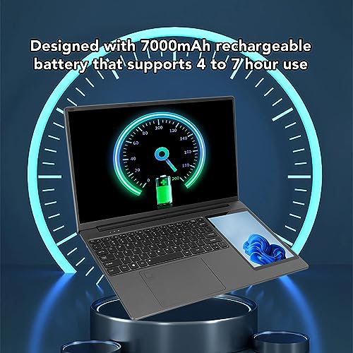 FOLOSAFENAR Double Screen Laptop, 15.6 Inch IPS 7000mAh Battery Fingerprint Reader 7in Touchscreen 5G WiFi Business Laptop for Family (16+512G US Plug)