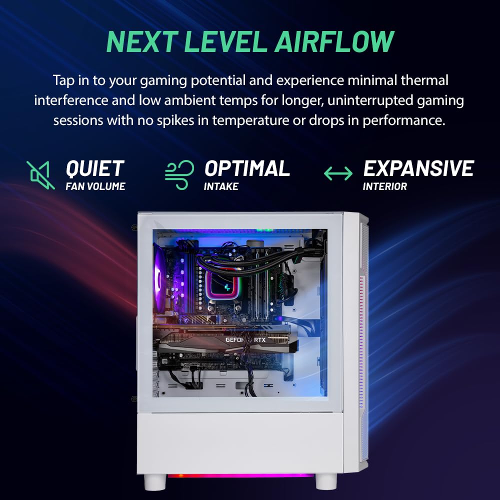 Skytech Gaming Archangel Gaming PC, Ryzen 7 5700X 3.4 GHz, RTX 4060, 1TB NVME, 16GB DDR4 RAM 3200, 600W Gold PSU Wi-Fi, Win 11 Home, RGB-Keyboard and RGB-Mouse Included