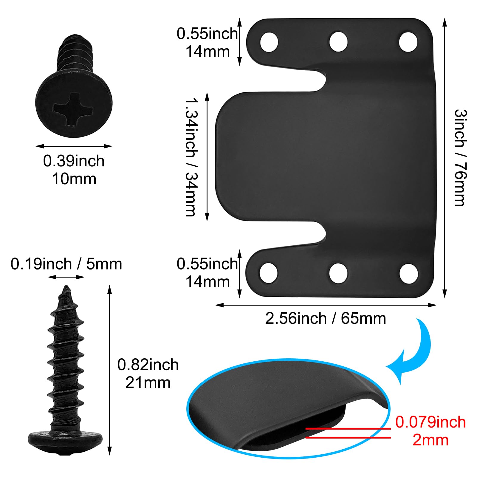 Sectional Couch Metal Connectors,4 Pcs Universal Sofa Interlocking Furniture Connector,Sectional Sofa Fastener Software Bracket with Screws for Loveseat, Recliner, Chair or Chaise Lounge (Black)