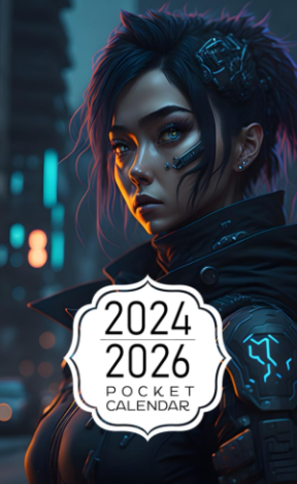 Pocket Calendar 2024-2026: Two-Year Monthly Planner for Purse , 36 Months from January 2024 to December 2026 | Anime style 3D girl | Futuristic militar tactical gear