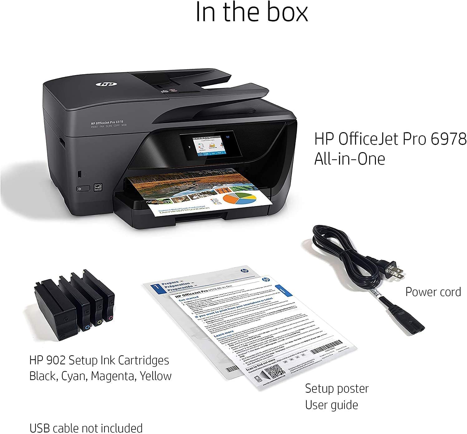 HP OfficeJet Pro 6978 Wireless All-in-One Color Inkjet Printer for Home Office, Black - Print Scan Copy Fax - 2.65" Touchscreen, 20 ppm, 8.5" x 14", 35-Sheet ADF, Auto Duplex Printing, Ethernet