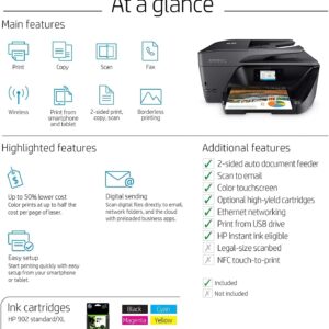 HP OfficeJet Pro 6978 Wireless All-in-One Color Inkjet Printer for Home Office, Black - Print Scan Copy Fax - 2.65" Touchscreen, 20 ppm, 8.5" x 14", 35-Sheet ADF, Auto Duplex Printing, Ethernet