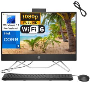 hp 24 aio 23.8" fhd all-in-one desktop computer, 12th gen intel 10-core i7-1255u, 16gb ddr4 ram, 512gb pcie ssd + 1tb hdd, wifi 6, bluetooth 5.2, keyboard and mouse, windows 11 home