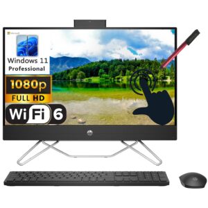 hp 2023 24 23.8" touchscreen fhd business all-in-one desktop computer, intel pentium silver j5040, 16gb ddr4 ram, 1tb pcie ssd, wifi 6, bt 5.2, keyboard + mouse, black, windows 11 pro, broag stylus