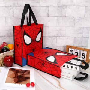 18Pcs Spider Party Gift Bag Canvas Bag Cartoon Pattern Tote Bag Eco-friendly Reusable Shopping Bag Suitable for Birthday Party Gift Storage Bag