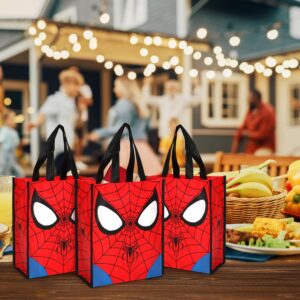 18Pcs Spider Party Gift Bag Canvas Bag Cartoon Pattern Tote Bag Eco-friendly Reusable Shopping Bag Suitable for Birthday Party Gift Storage Bag