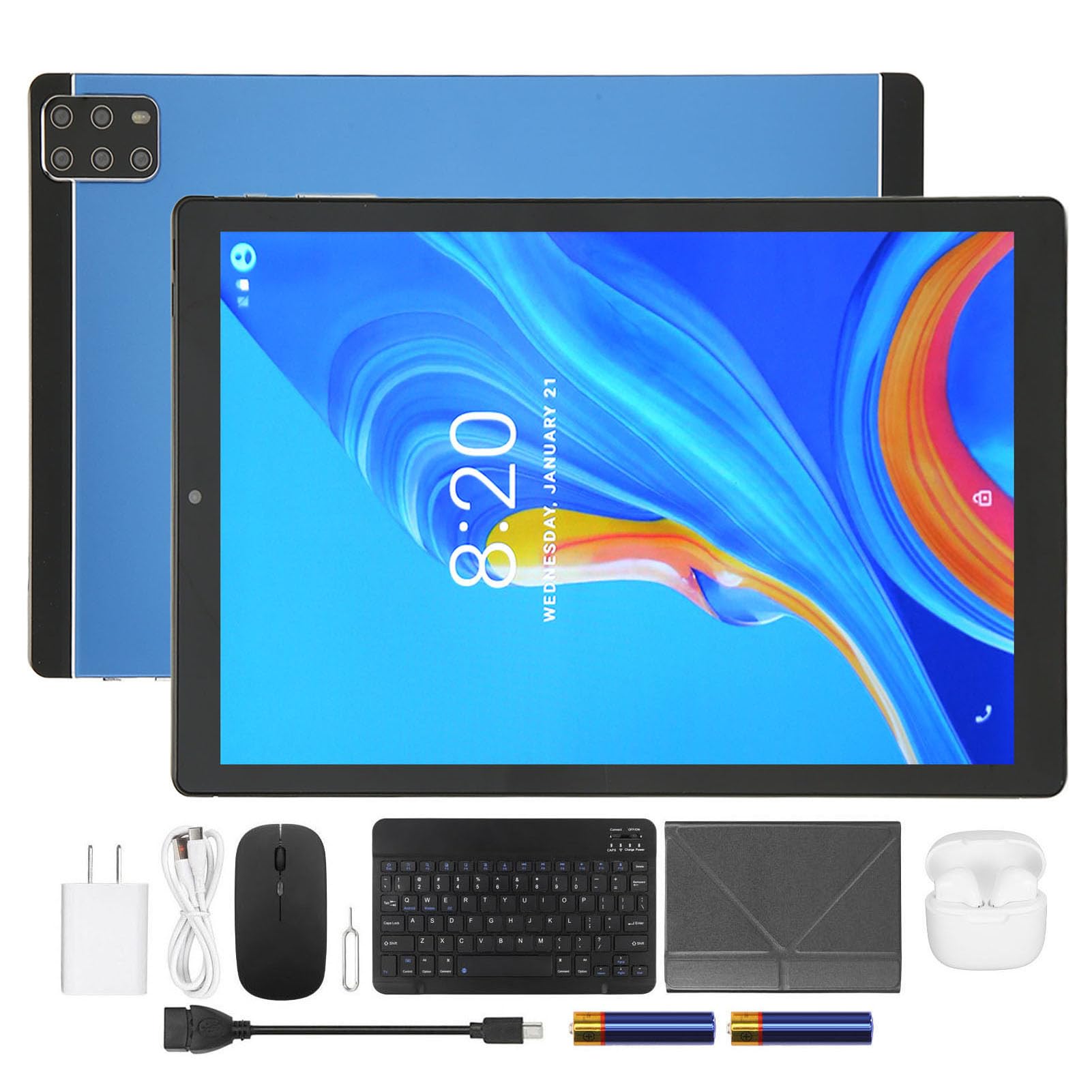 ICRPSTU 2 in 1 Tablet PC, MT6735 Deca Core 8800mAh 5G WiFi 10.1 Inch Tablet 256GB Expandable Dual Camera for Work (US Plug)