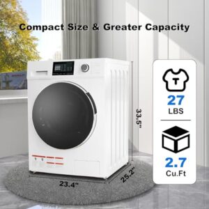 2-In-1 Washer And Dryer Combo, 2.7 cu.ft 24 inch Ventless All-In-One Washing Machine And Dryer 120V For Apartment RV Dorm Camper, Front Load Compact Small Clothes Washer With 16 Laundry Program