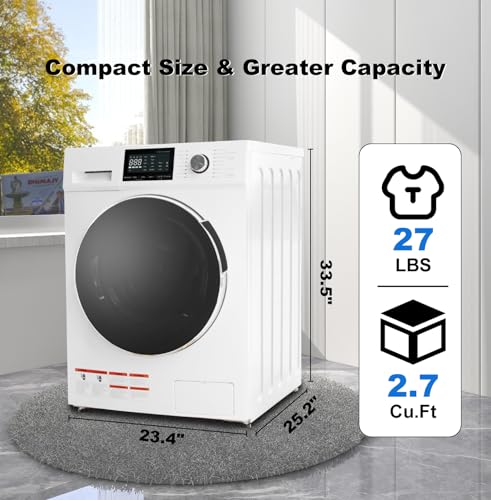 2-In-1 Washer And Dryer Combo, 2.7 cu.ft 24 inch Ventless All-In-One Washing Machine And Dryer 120V For Apartment RV Dorm Camper, Front Load Compact Small Clothes Washer With 16 Laundry Program