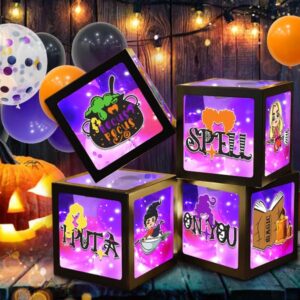 Hocus Pocus Party Decorations 4 Pieces Hocus Pocus Balloon Box with Purple LED Light Strings Hocus Pocus Decorations Hocus Pocus Party Supplies