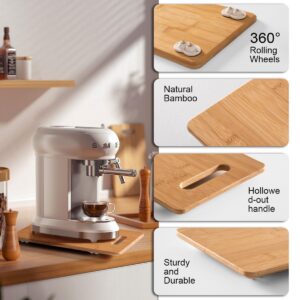 Bamboo Appliance Slider Sliding Tray - 360° Rotation Sliding Tray for Coffee Maker Airfryer Espresso Machine Food Processor & Mixer - 7.8''x15.4''