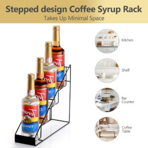 kimilus Coffee Syrup Rack for Coffee Bar Accessories, Fits with Torani and Monin Syrup, Coffee Bar Organizer Holds 4 Bottles