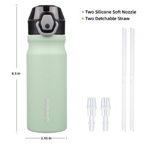 BJPKPK Stainless Steel Insulated Water Bottle With Straw Lid 18oz Reusable Metal Thermos Bottles Keep Cold And Hot,Sage