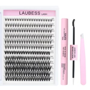 lash extension kit 20d+40d lash clusters kit lash bond and seal waterproof individual lashes kit diy lash extension kit lash tweezers eyelash extension kit (set 20d+40d-0.07d-9-16mix)