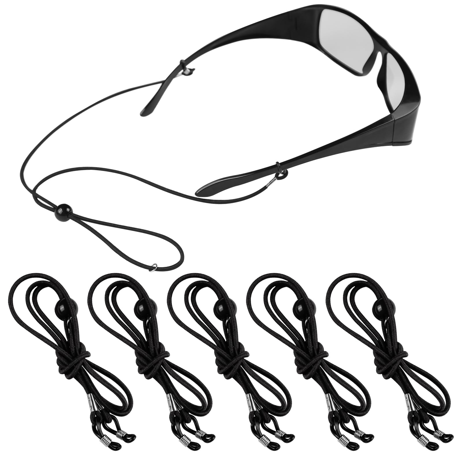 GCXIXPY Glasses Strap for Men Women, Anti-slip Eye Glasses Holders Around Neck, Eyeglasses Strap, Glasses Holder Strap, 5 Black, 5 Pcs