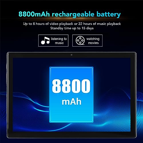 ICRPSTU 10.1 Inch Tablet, 100‑240V 5G WiFi 8800mAh 4G LTE 2 in 1 Tablet MT6755 Octa Core for Entertainment (US Plug)