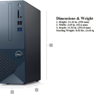 DELL Newest Inspiron 3020S Small Desktop, Intel Core i5-13400, 16GB DDR4 RAM,1TB SSD, Intel UHD 730 Graphics, Win 11 Pro, Bluetooth, WiFi, Mist Blue