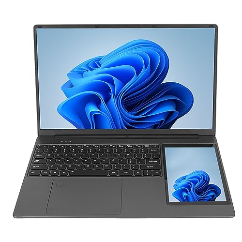 DAUERHAFT Double Screen Laptop, 5G WiFi 7in Touchscreen 2.9GHz Quad Core 15.6 Inch IPS LPDDR4 16GB RAM Business Laptop for Family (16+1TB US Plug)