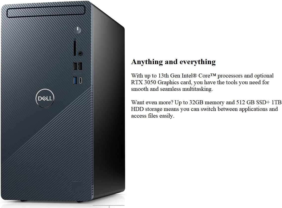 DELL 2023 Inspiron 3020 Tower Desktop Business Computer, 13th Gen Intel Core i7-13700, 64GB RAM, 2TB SSD, Intel UHD 770 Graphics, Bluetooth, WiFi, USB 3.1, Windows 11 Pro - Mist Blue