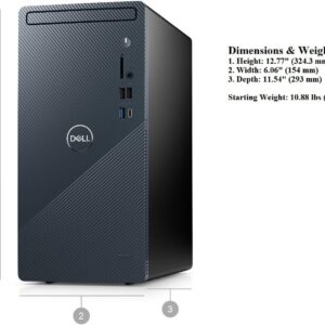 DELL 2023 Inspiron 3020 Tower Desktop Business Computer, 13th Gen Intel Core i7-13700, 64GB RAM, 2TB SSD, Intel UHD 770 Graphics, Bluetooth, WiFi, USB 3.1, Windows 11 Pro - Mist Blue