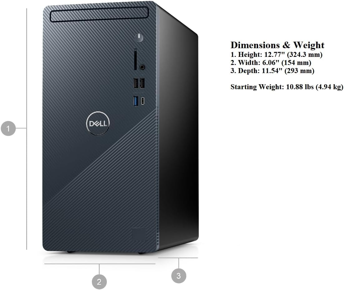 DELL 2023 Inspiron 3020 Tower Desktop Business Computer, 13th Gen Intel Core i7-13700, 64GB RAM, 2TB SSD, Intel UHD 770 Graphics, Bluetooth, WiFi, USB 3.1, Windows 11 Pro - Mist Blue