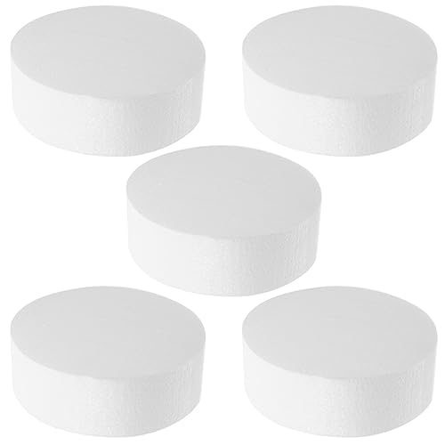 Tofficu 10 Pcs Foam Disc Foam Cake Model Cake Practice Foam Cake Circles Cake Rounds Cake Practice Model Cake Round Foam for Crafts Material Foam Child Unique White