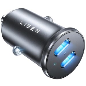 lisen 90w usb c car charger [all metal & mini] cigarette lighter adapter fast charging, mini dual pd 45w & pd 45w super fast car charger usb c for iphone 15 pro max glaxy s24 ipad pro macbook air