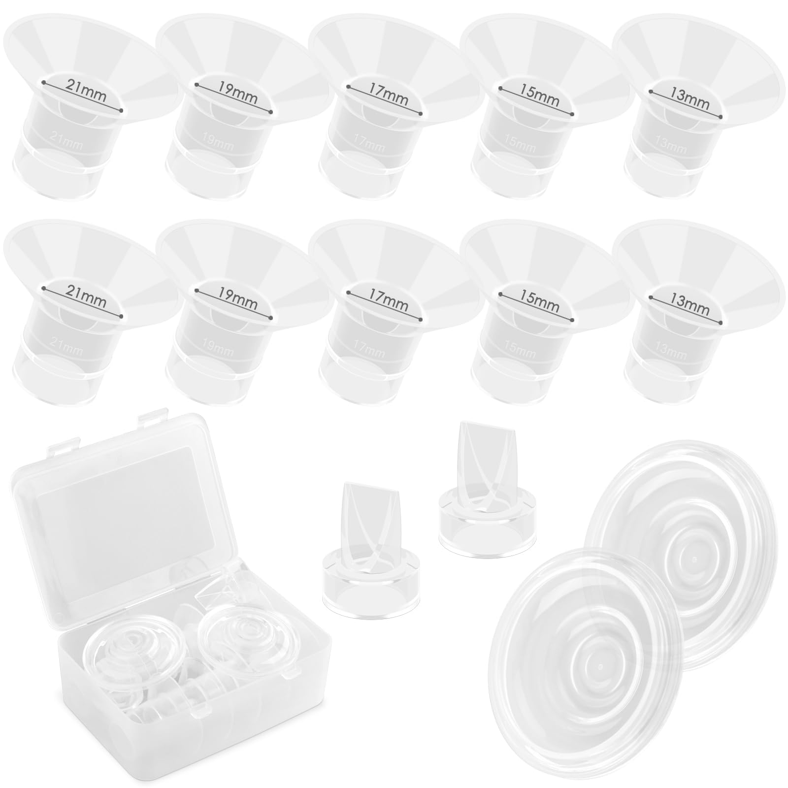 ERKOON 14pcs Flange Inserts 13/15/17/19/21mm for 24mm Flange/Shield, Compatible with Momcozy S9/S9 pro/S12/S12 pro Wearable Breast Pump, Reduce 24mm Tunnel Down to Correct Size, BPA Free Inserts