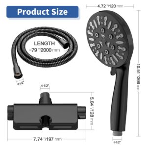 JONKEAN Filtered Shower Head with Handheld Spray Combo, Dual 2 in 1 Spa Shower Heads with Filter for Hard Water, Multi-Functional High Pressure Filtering Shower with Extra Long Hose (Matte Black)