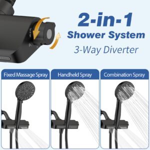 JONKEAN Filtered Shower Head with Handheld Spray Combo, Dual 2 in 1 Spa Shower Heads with Filter for Hard Water, Multi-Functional High Pressure Filtering Shower with Extra Long Hose (Matte Black)