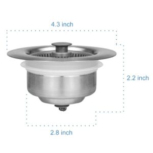 3-in-1 Stainless Steel Sink Aid, Upgrade Kitchen Sink Drain Strainer, 304 Stainless Steel Kitchen Sink Drain Strainer and Stopper, Kitchen Sink Drain Strainer, 3-1/2''