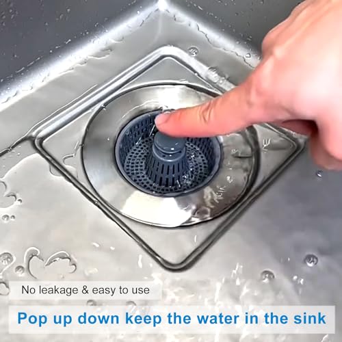 3-in-1 Stainless Steel Sink Aid, Upgrade Kitchen Sink Drain Strainer, 304 Stainless Steel Kitchen Sink Drain Strainer and Stopper, Kitchen Sink Drain Strainer, 3-1/2''