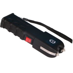 depm stun gun with flashlight and anti-grab bar technology, heavy duty stun gun, black stun gun