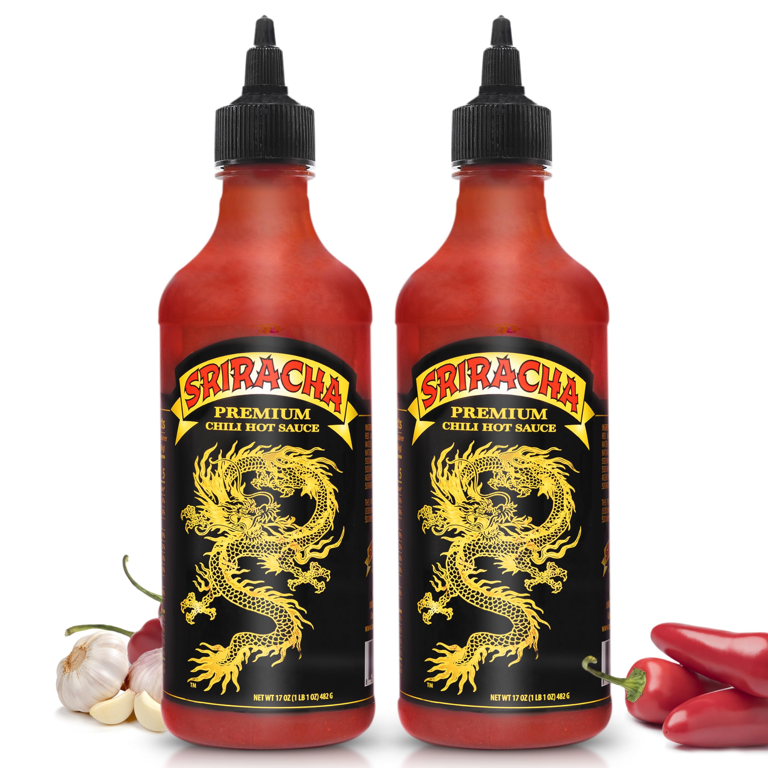 Underwood Ranches Limited Edition Dragon Sriracha Sauce - Hot Sauce, Perfect for Spicing Up Any Dish! - Made from Red Jalapeno Peppers That Started the Sriracha Movement, 17 oz - 2 Pack