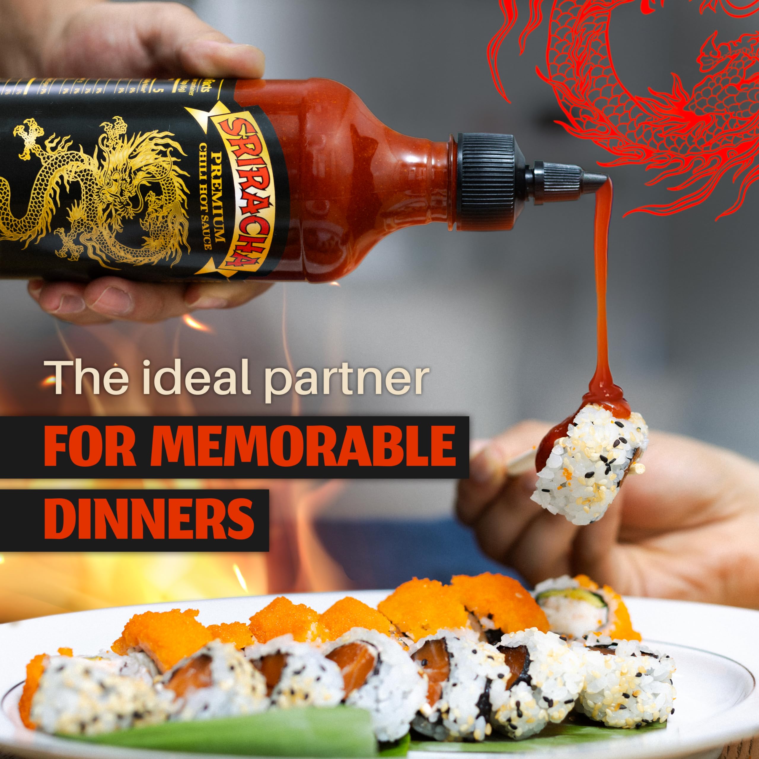 Underwood Ranches Limited Edition Dragon Sriracha Sauce - Hot Sauce, Perfect for Spicing Up Any Dish! - Made from Red Jalapeno Peppers That Started the Sriracha Movement, 17 oz - 2 Pack