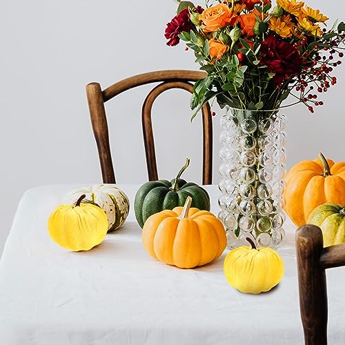 Garneck 18 Pcs Fabric Pumpkin Ornament Thanksgiving Table Decor Fall Harvest Pumpkins Mini Fake Pumpkins Farmhouse Pumpkin Halloween Kitchen Decor Pumpkin Decor Vegetable Miniature Foam